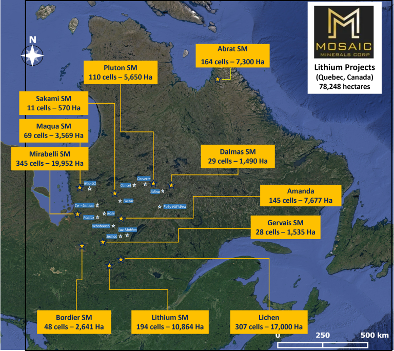 Lithium Projects - Mosaic Minerals Corp. (CSE: MOC)